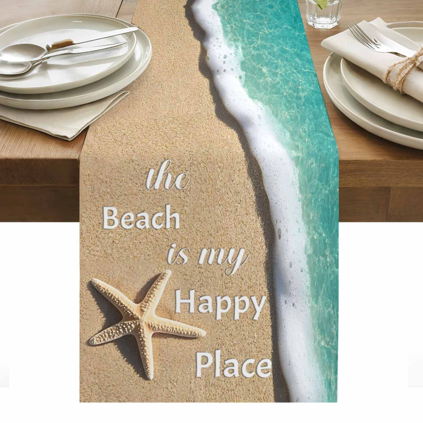 Blue Ocean Table Runner - 48 Inch Long, Kitchen Dining Table Runner ...