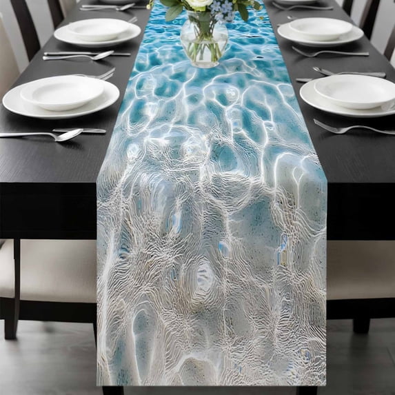 Blue Ocean Table Runner 48 Inches Long, Underwater Sea Waves Water ...