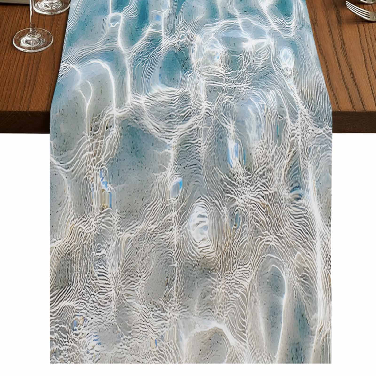 Blue Ocean Table Runner 90 Inches Long,Underwater Sea Waves Water ...