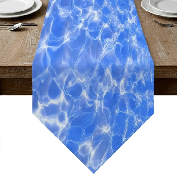 Blue Ocean Table Runner Linen Burlap Table Runner 48 Inches Long Summer ...