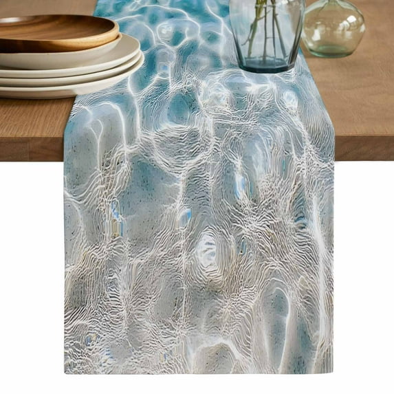 Blue Ocean Table Runner, Underwater Sea Waves Water Ripple Seascape ...