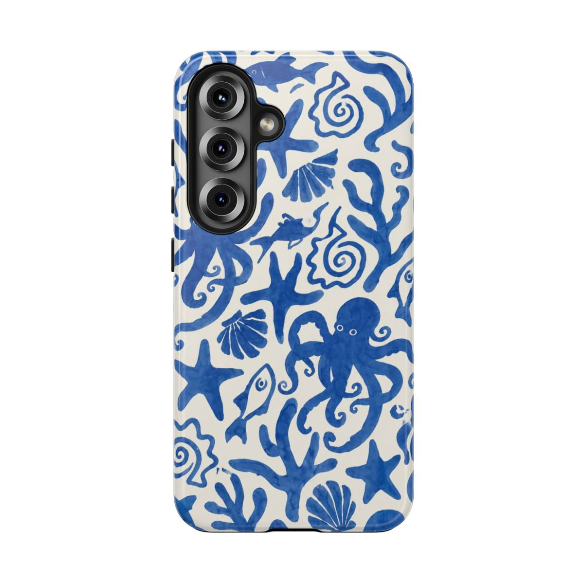 Blue Ocean Tale Tough Phone Case, Coastal Wave Dual Layer Protective ...