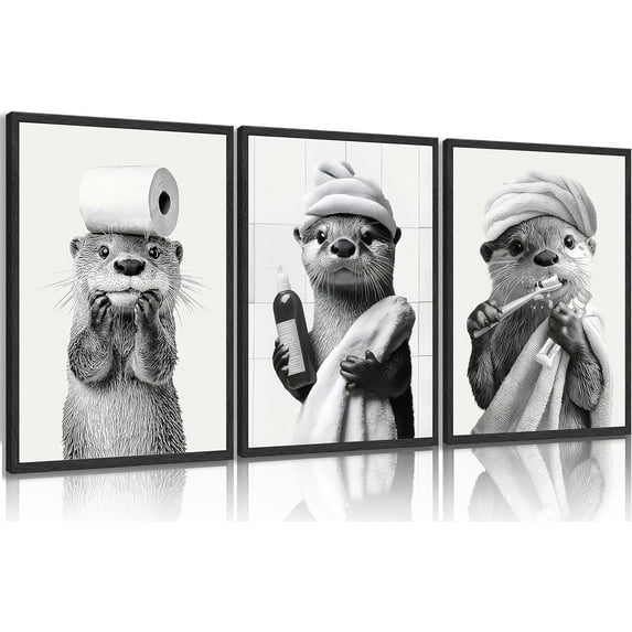 Blue Ocean Theme Bathroom Wall Art Gator Dolphin and Sea Turtle in ...