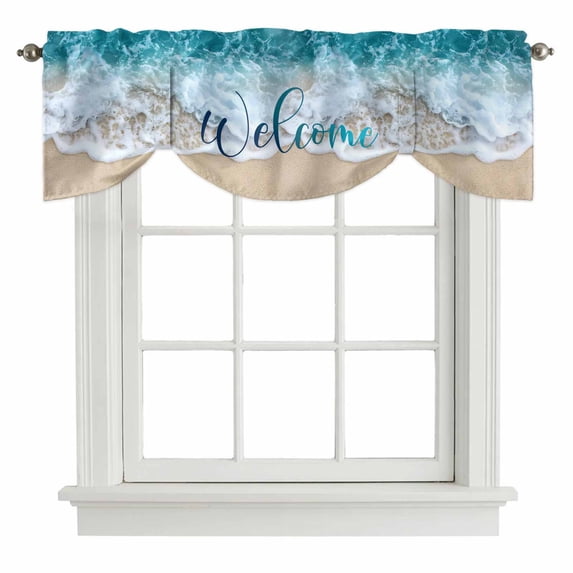 Blue Ocean Tie Up Valance Curtains for Windows, Kitchen Curtains Window ...