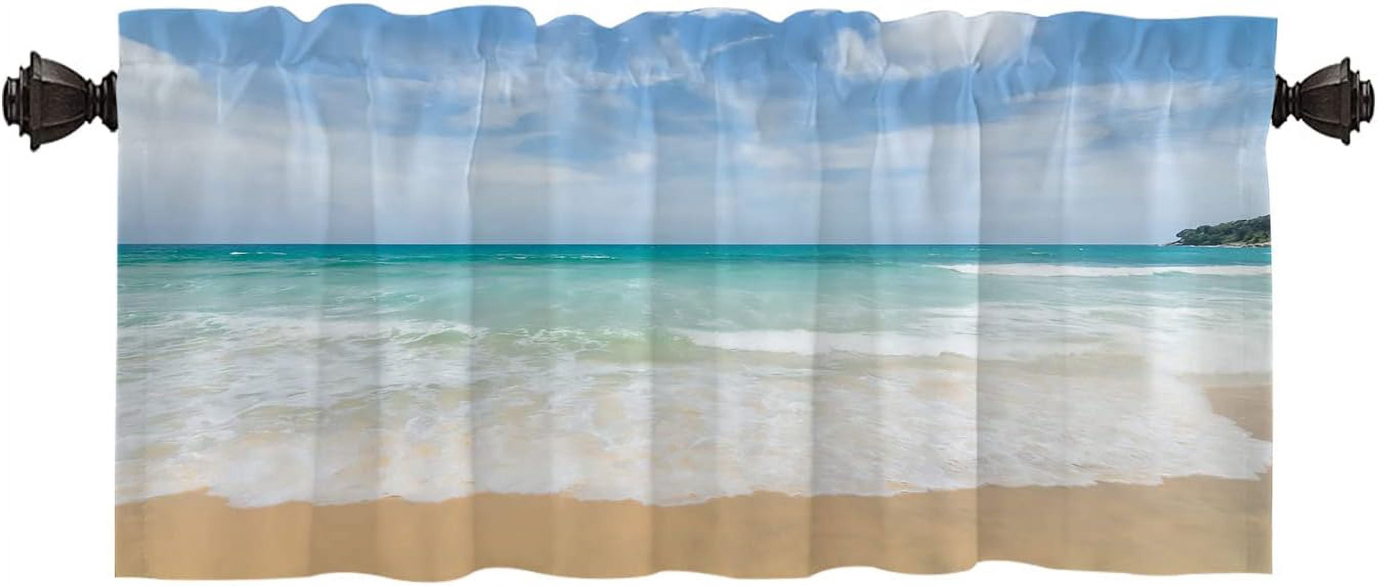 Blue Ocean Tropical Beach Valances Half Window Curtain, Karon Beach ...