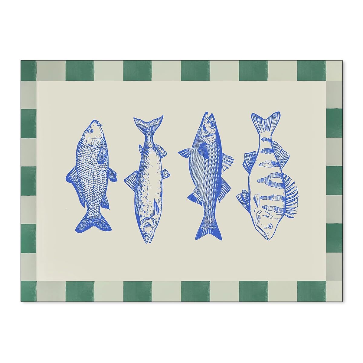 Blue Ocean Tropical Fish Wall Art Abstract Animal Poster Vintage ...