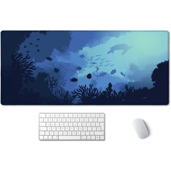 Blue Ocean Turtle Desk Mat Extra Large Gaming Mouse Pad 35.5 x 15.7 ...