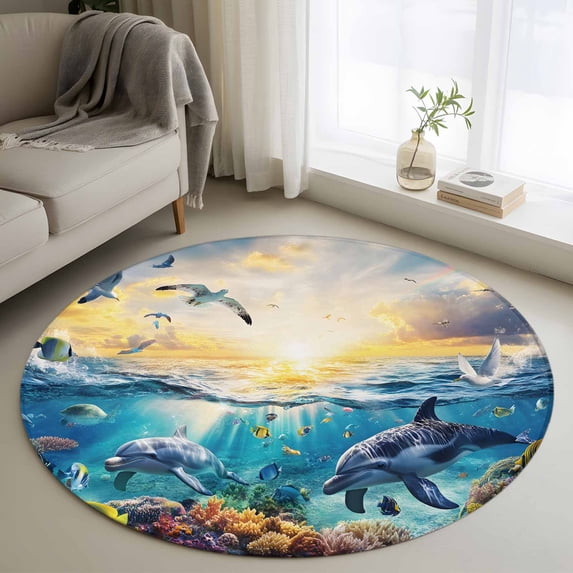 Blue Ocean Turtle Round Area Rug 3 FT,Small Kitchen Bathroom Mats ...