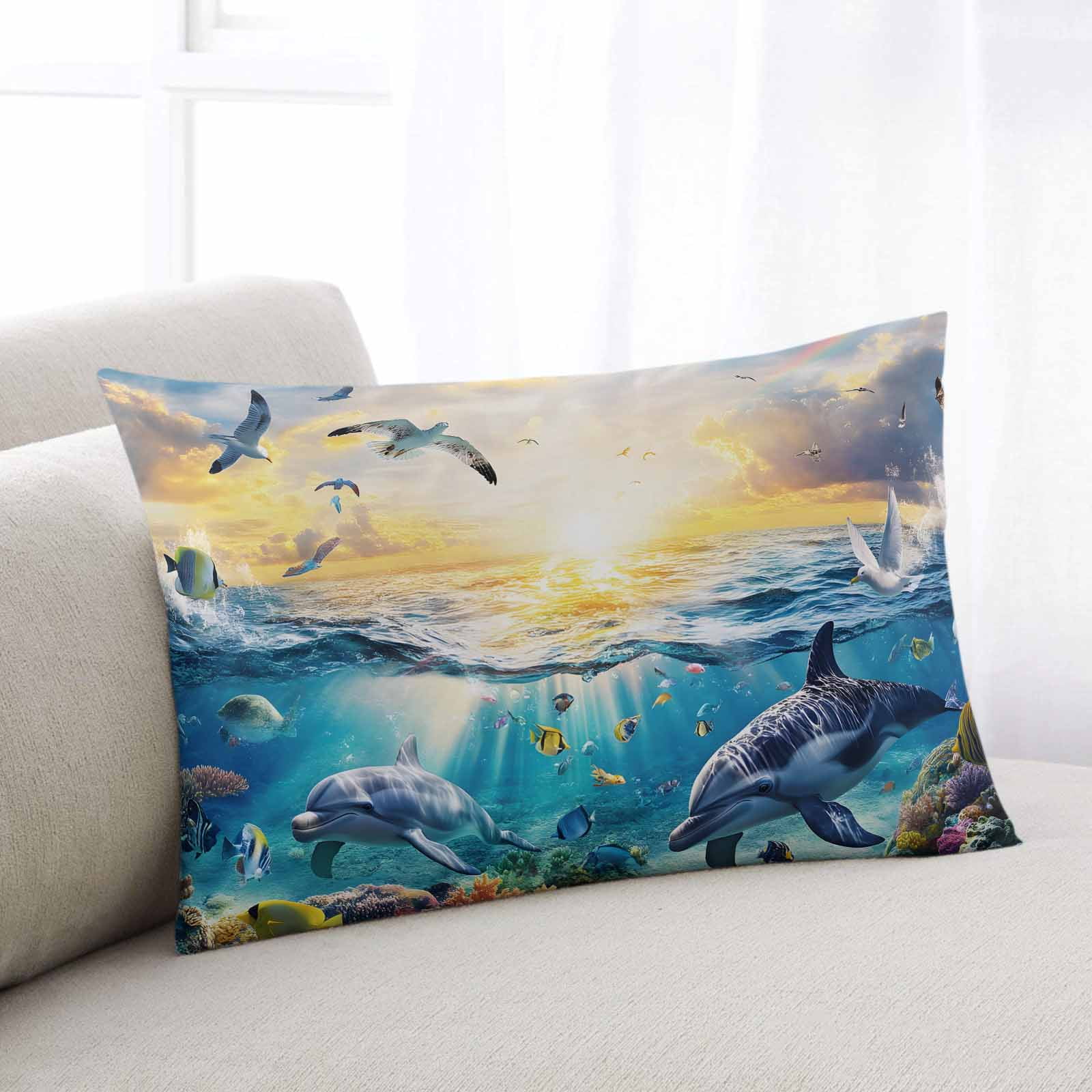 Blue Ocean Turtle Throw Pillow Cover, Pillowcase Protectors with Zipper ...