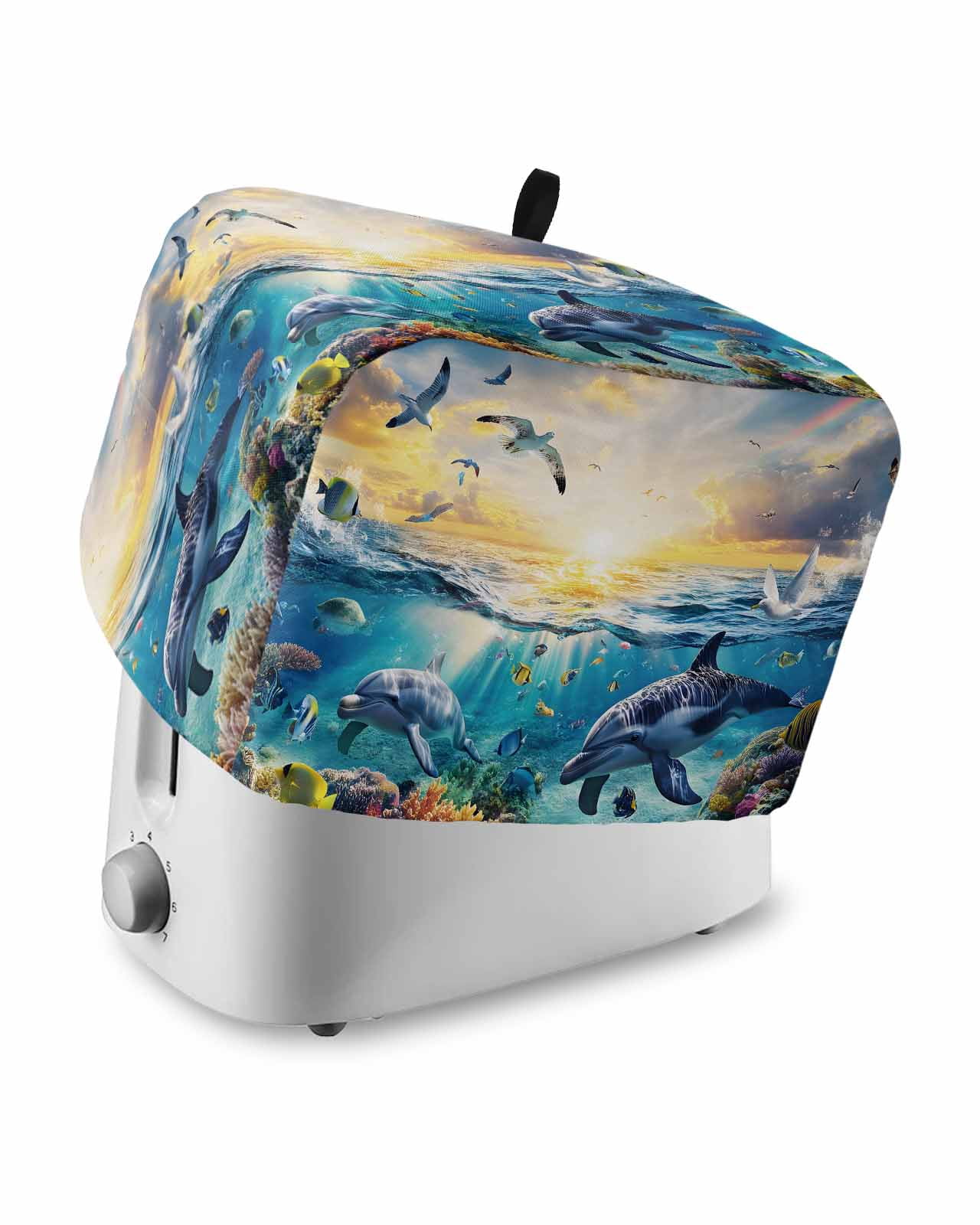 Blue Ocean Turtle Toaster Cover 4 Slice, Dolphins Animals Coral Orange ...