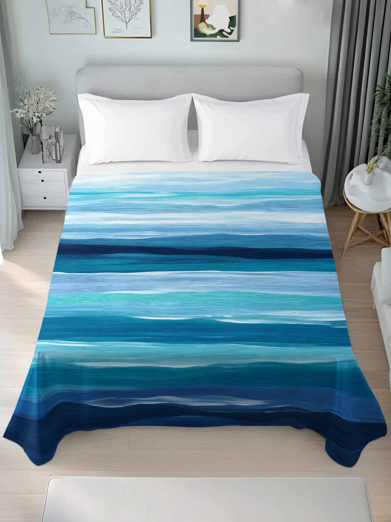 Blue Ocean Twim Size Flat Sheet, Wrinkleproof & Fadeproof Cooling Flat ...