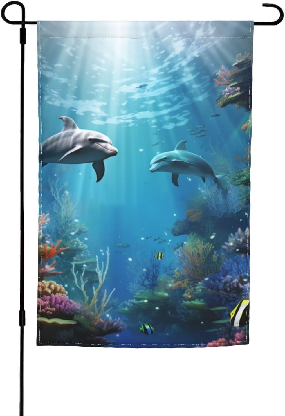 Blue Ocean Underwater Fish Garden Flag 12x18 in Indoor Outdoor Double ...