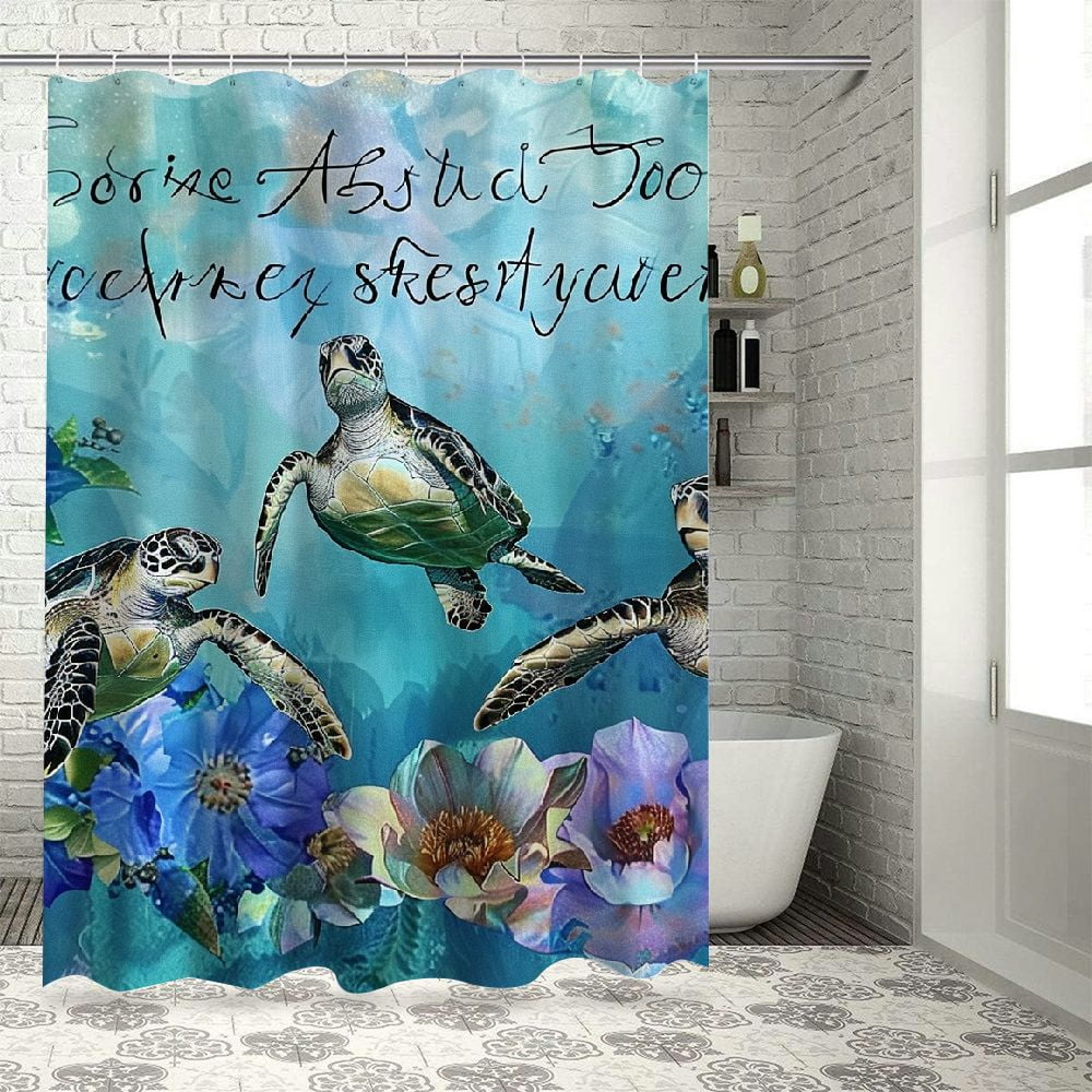 Blue Ocean Underwater World Sea View Big Turtle Coral Reef Art Home ...