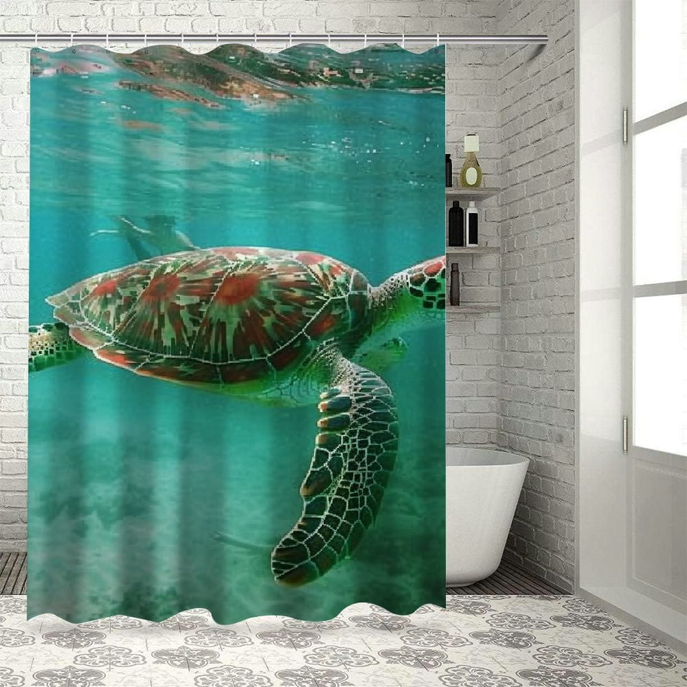 Blue Ocean Underwater World Sea View Big Turtle Coral Reef Art Home ...