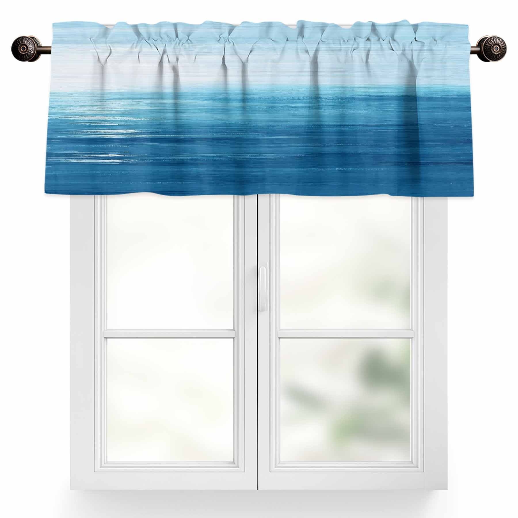 Blue Ocean Valances for Windows, 42 x 18in, Ocean Water Scenery Summer ...