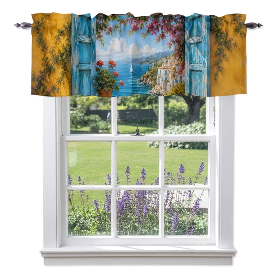 Blue Ocean Valances for Windows Coastal Open Window Sailing Boats ...