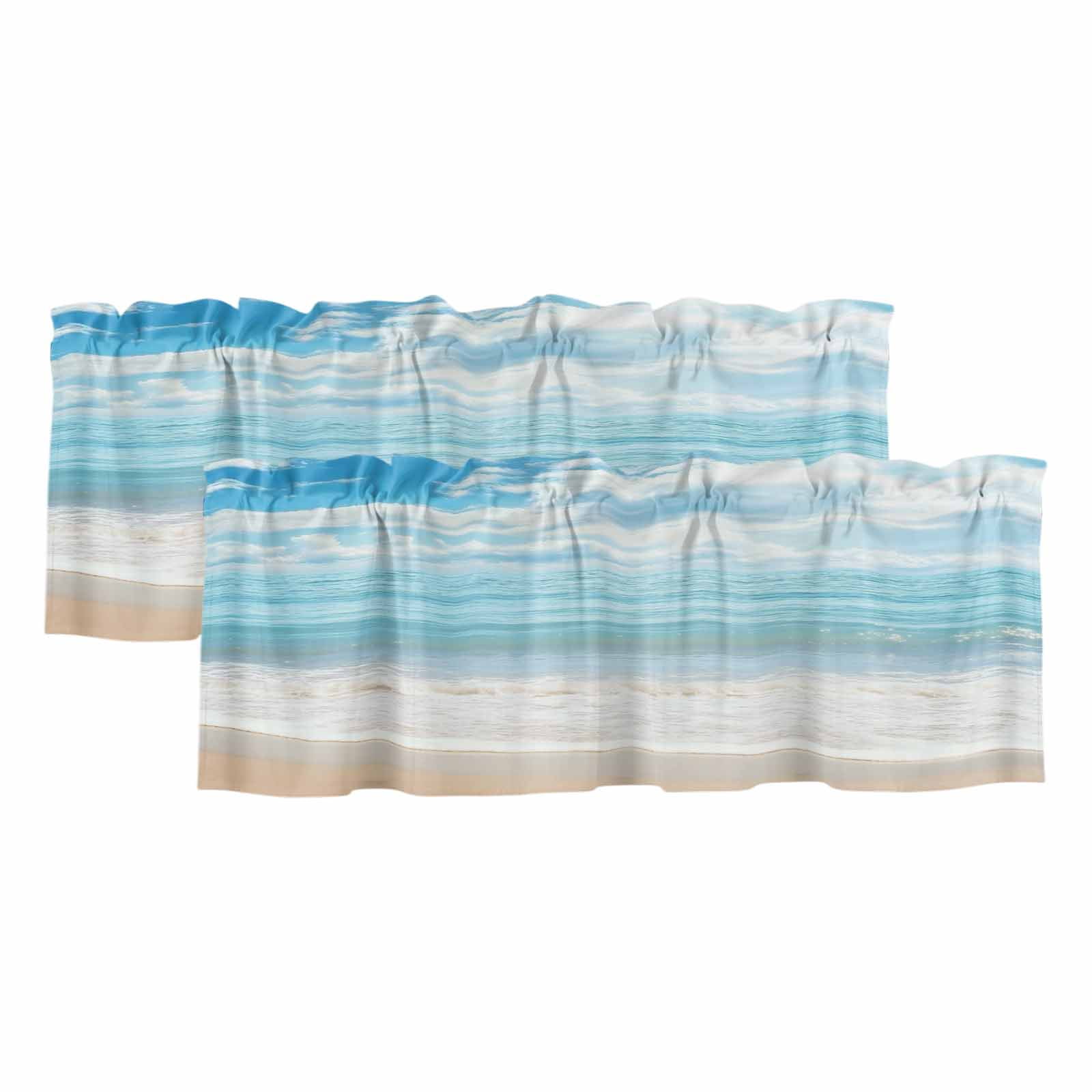 Blue Ocean Valances for Windows, Decorative Rod Pocket Window Valance ...