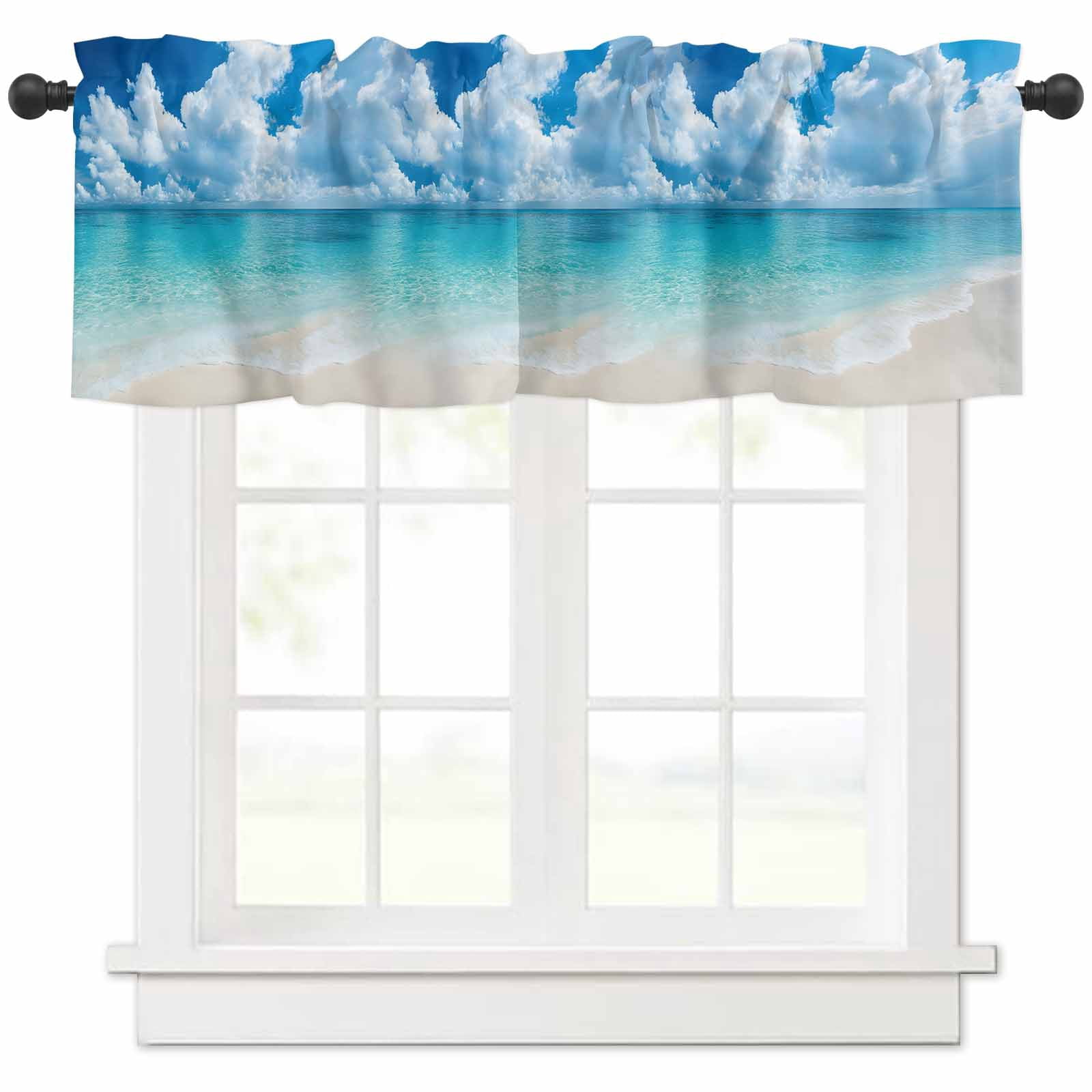 Blue Ocean Valances for Windows Farmhouse Kitchen Curtains Valances Rod ...