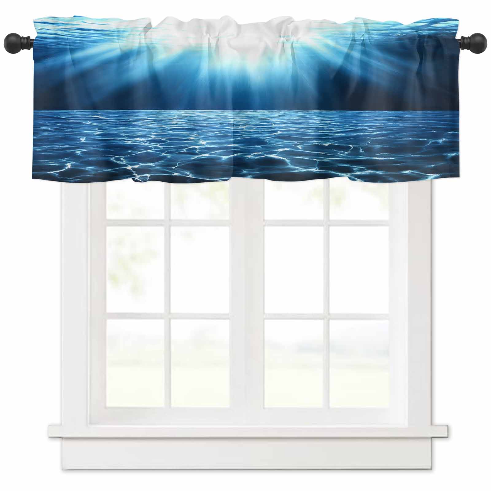 Blue Ocean Valances for Windows Farmhouse Kitchen Curtains Valances Rod ...