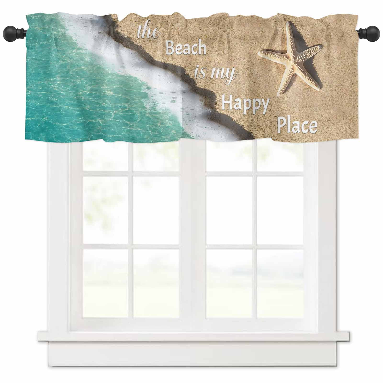 Blue Ocean Valances for Windows Farmhouse Kitchen Curtains Valances Rod ...