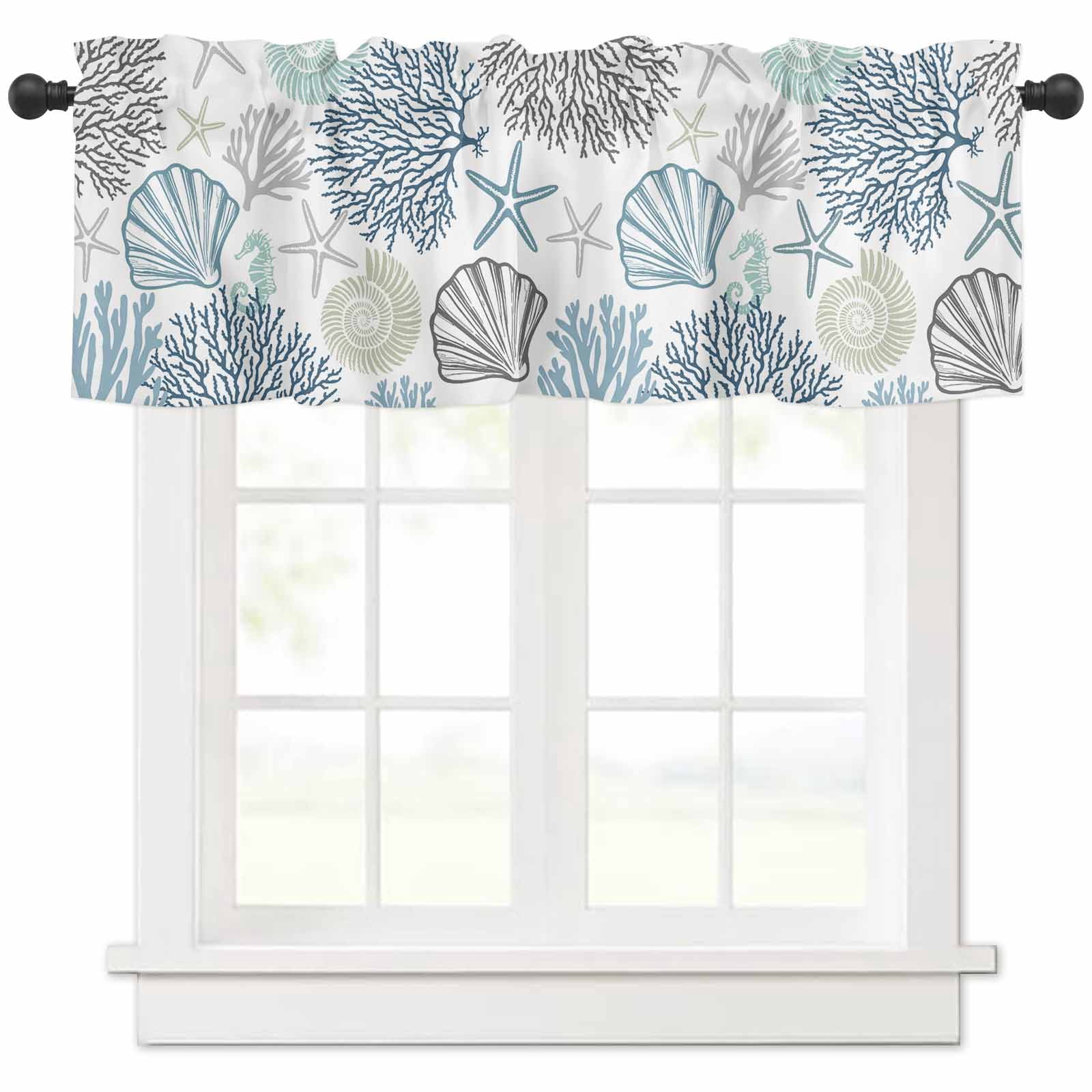 Blue Ocean Valances for Windows Farmhouse Kitchen Curtains Valances Rod ...