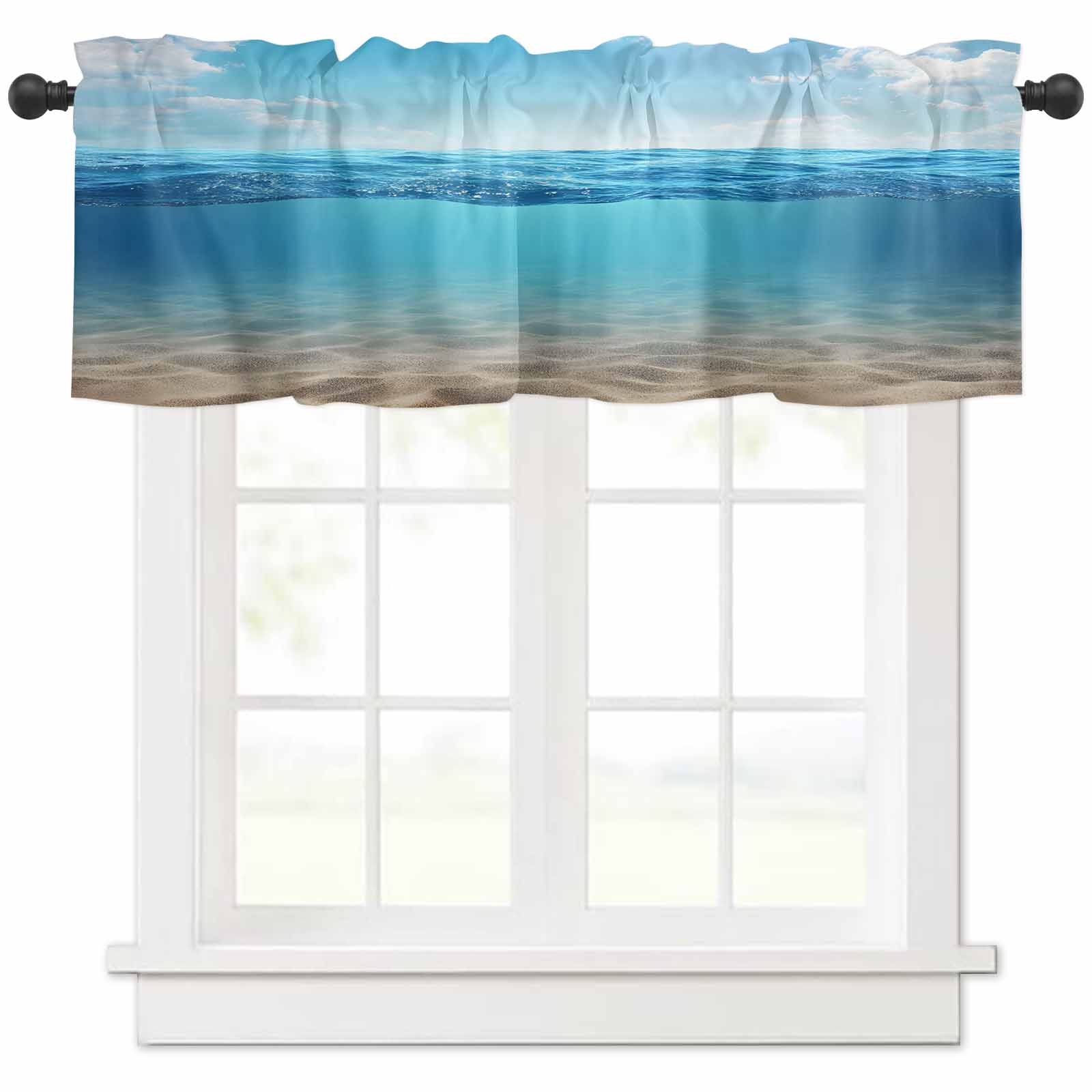 Blue Ocean Valances for Windows Farmhouse Kitchen Curtains Valances Rod ...