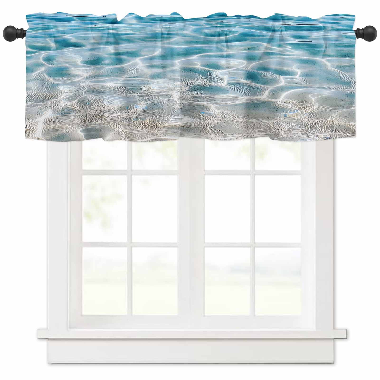 Blue Ocean Valances for Windows Farmhouse Kitchen Curtains Valances Rod ...
