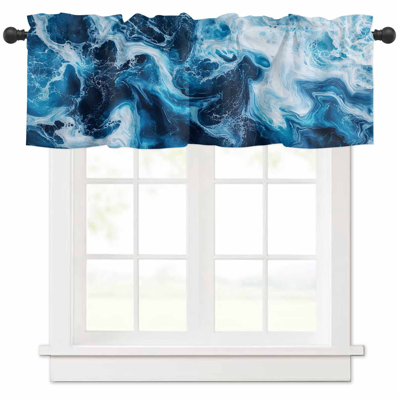 Blue Ocean Valances for Windows Farmhouse Kitchen Curtains Valances Rod ...