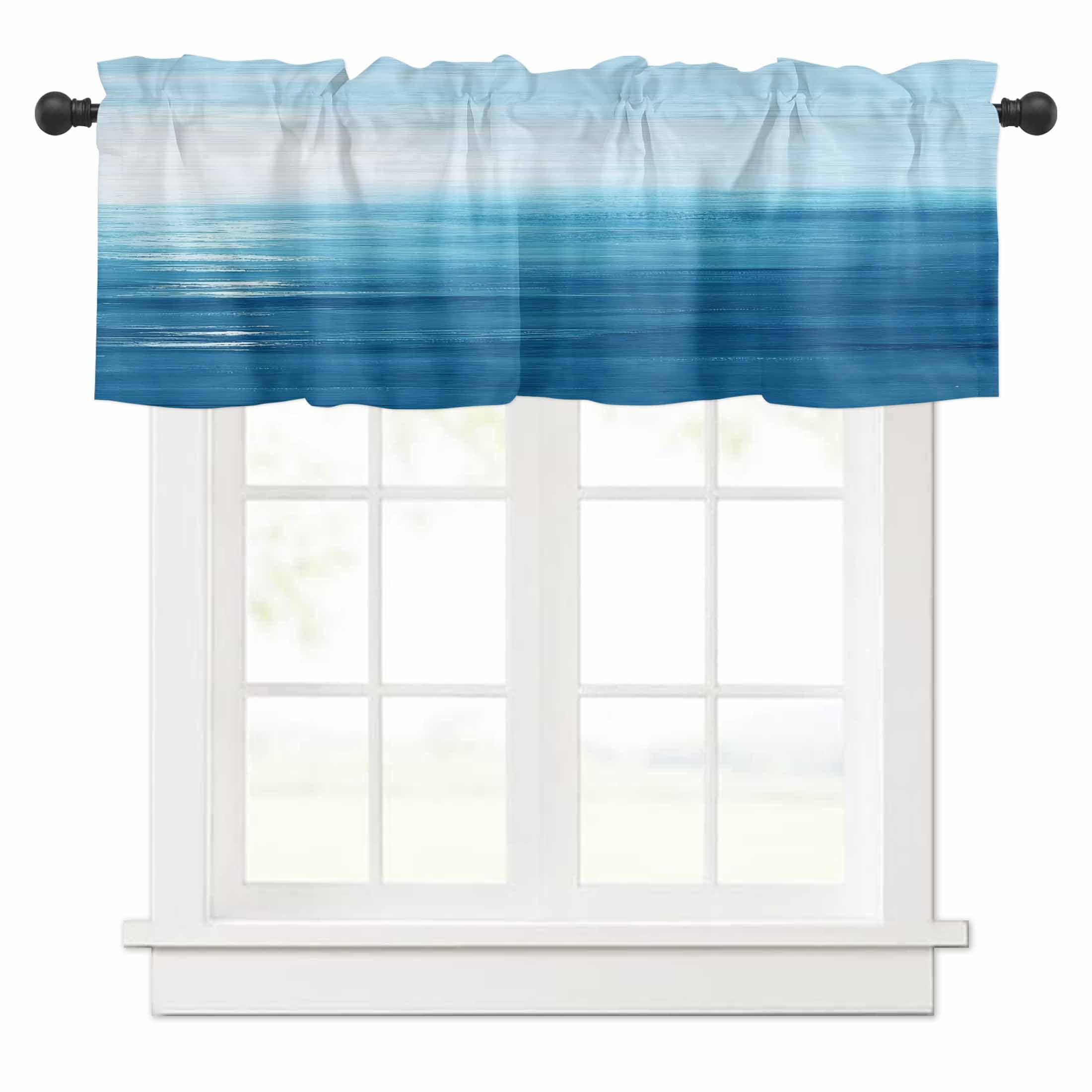 Blue Ocean Valances for Windows Ocean Water Scenery Rod Pocket Curtain ...