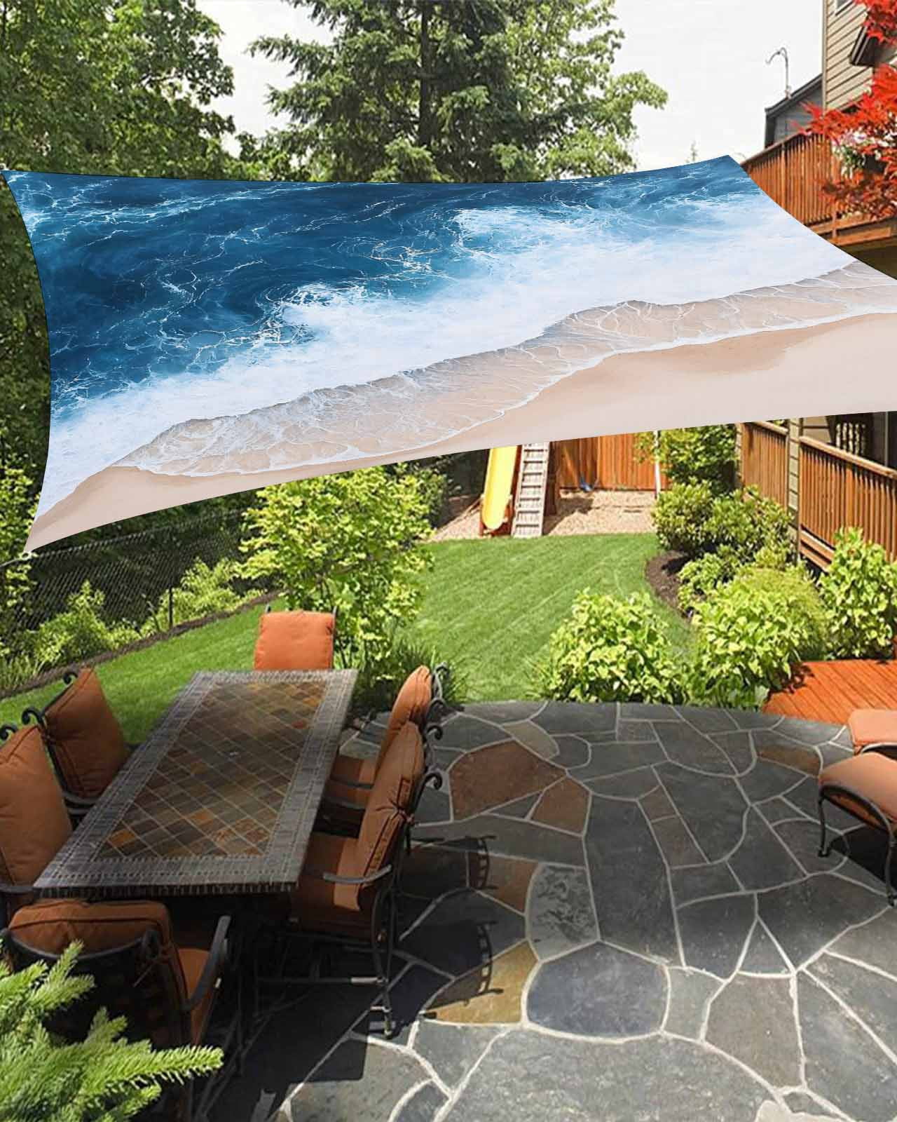 Blue Ocean Waterproof Sun Shade Sail Wave Beach Abstract Seaside ...