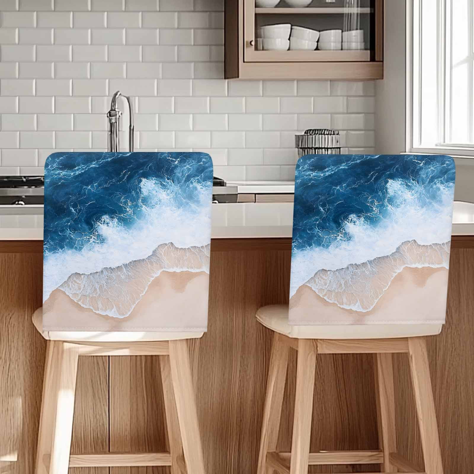 Blue Ocean Wave Beach Abstract Seaside Scenery Nature Chair Covers Set ...