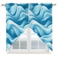 Blue Ocean Wave Swag Curtain Valance for Window 2 Panels Modern ...