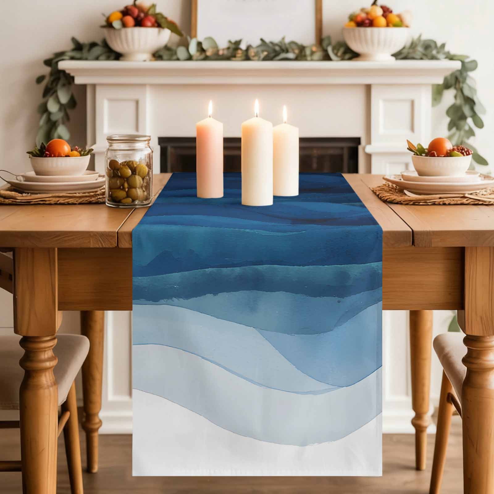 Blue Ocean Wave Table Runner 70 Inches Long,Kitchen Dining Tablerunners ...