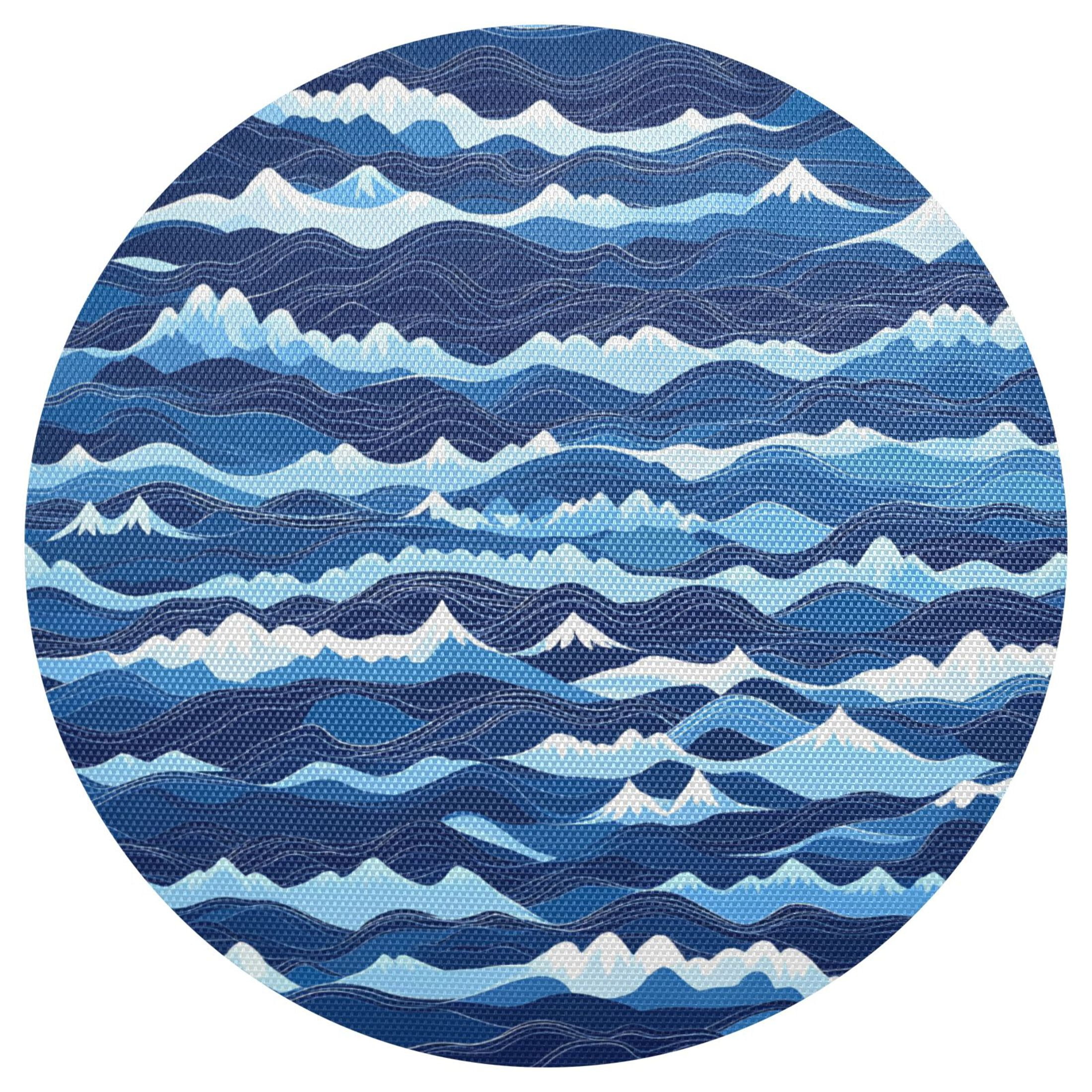 Blue Ocean Waves 15.4in Diameter PVC Plate Mat, Heat-Resistant and ...