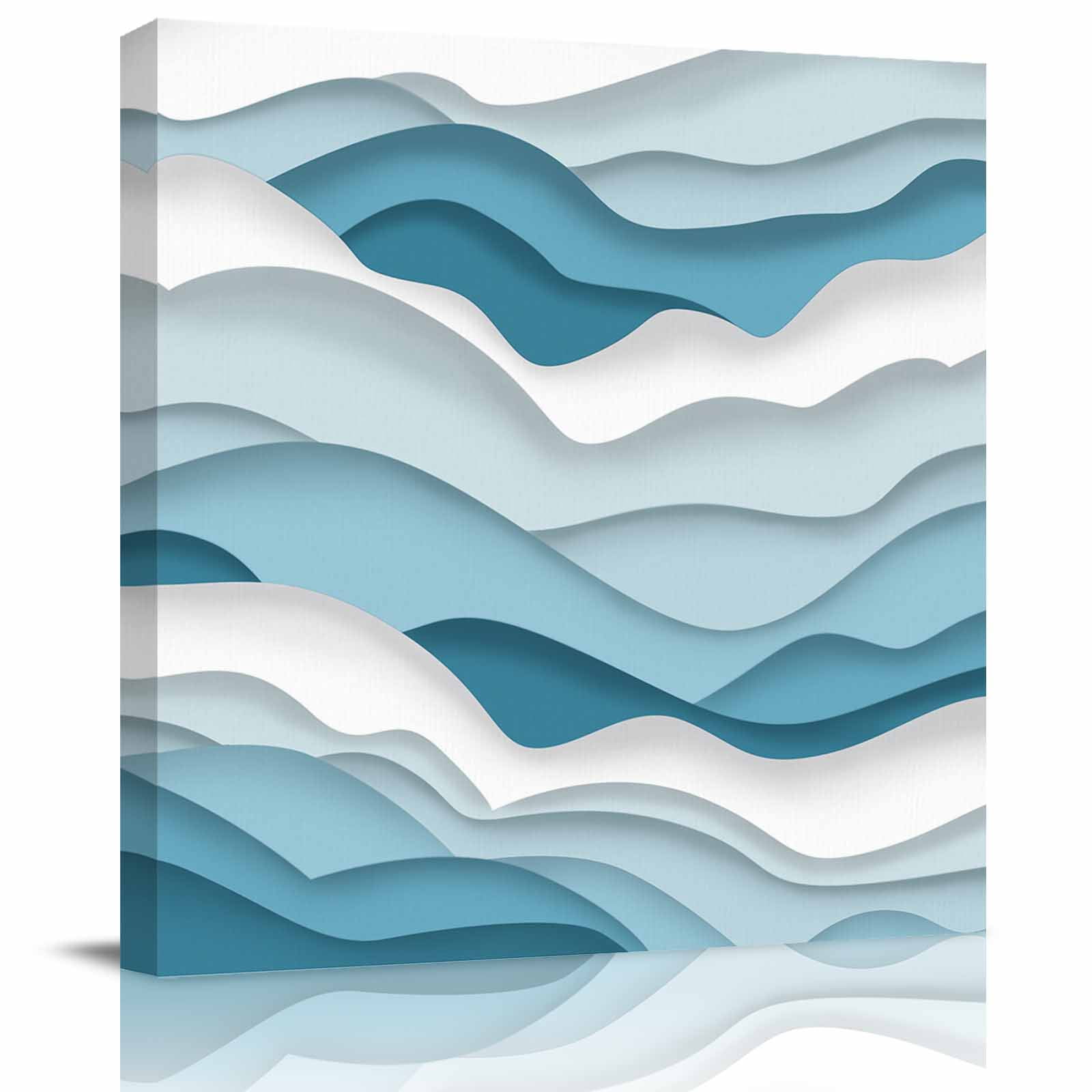 Blue Ocean Waves Canvas Print Wall Art Painting, Modern Wall Decor for ...