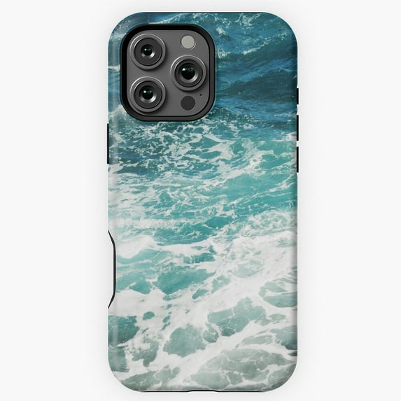 Blue Ocean Waves Coastal Surf Art iPhone Case 11 12 13 14 15 16 17 Pro ...