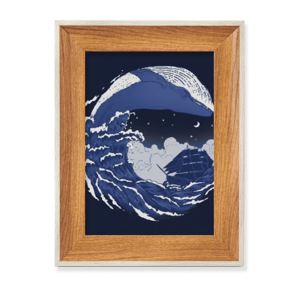 Blue Ocean Waves Night Dark Desktop Wooden Photo Frame Display Picture ...
