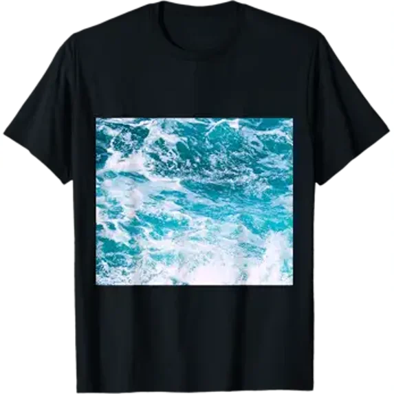 Blue Ocean Waves Pattern Beach Sea Water Wave Design T-Shirt - Walmart.com