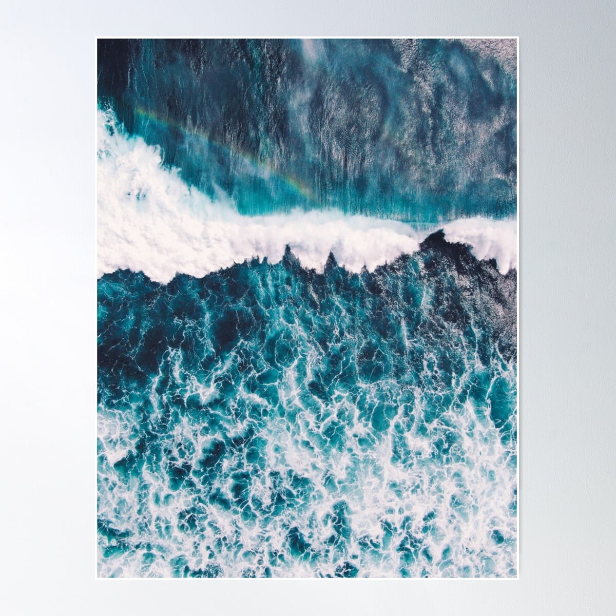 Blue Ocean Waves Poster Wall Art, Modern Wall Decor For Living Room ...