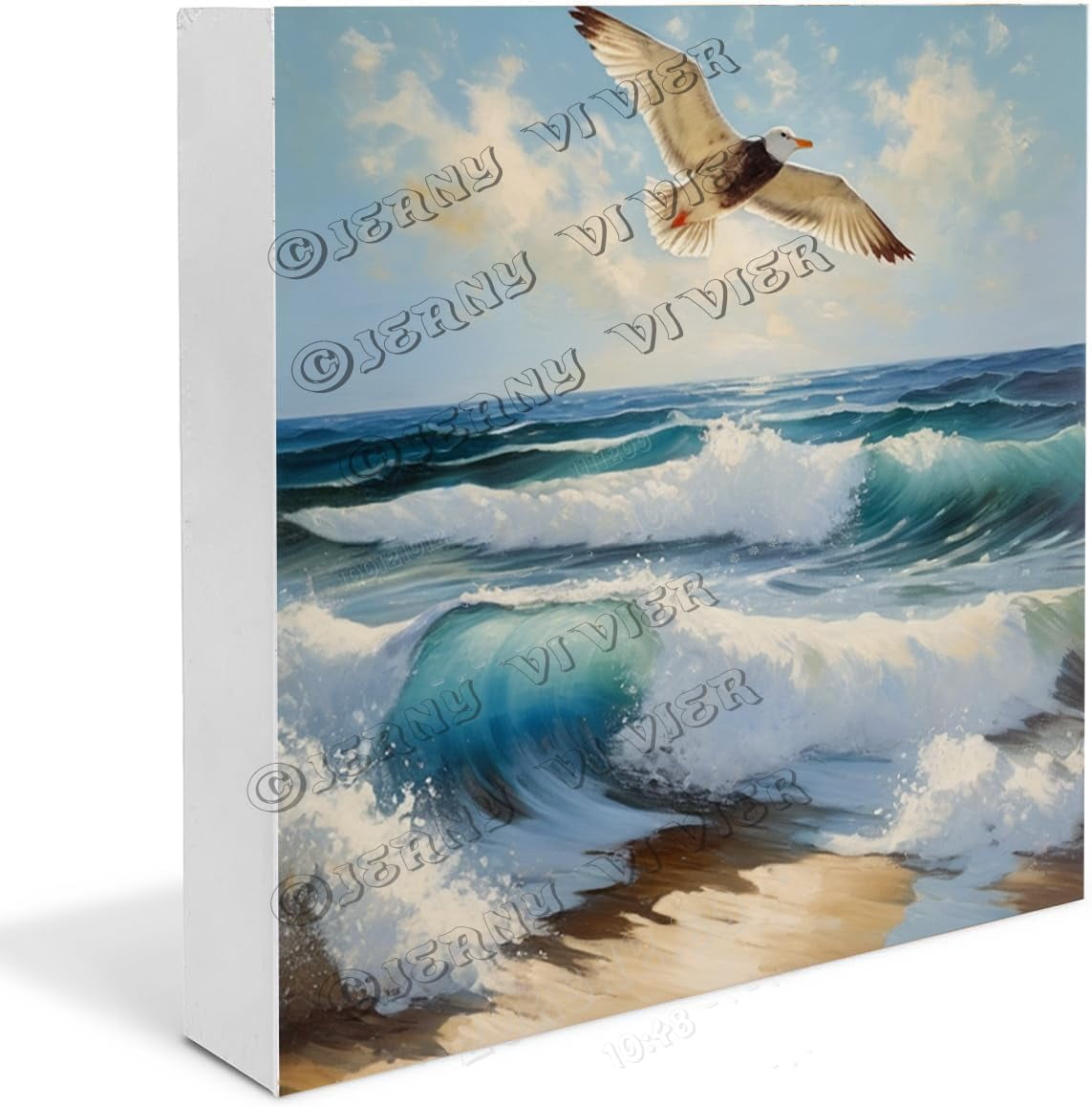 Blue Ocean Waves Seagulls Wooden Box Sign Gifts for Kids Funny Beach ...