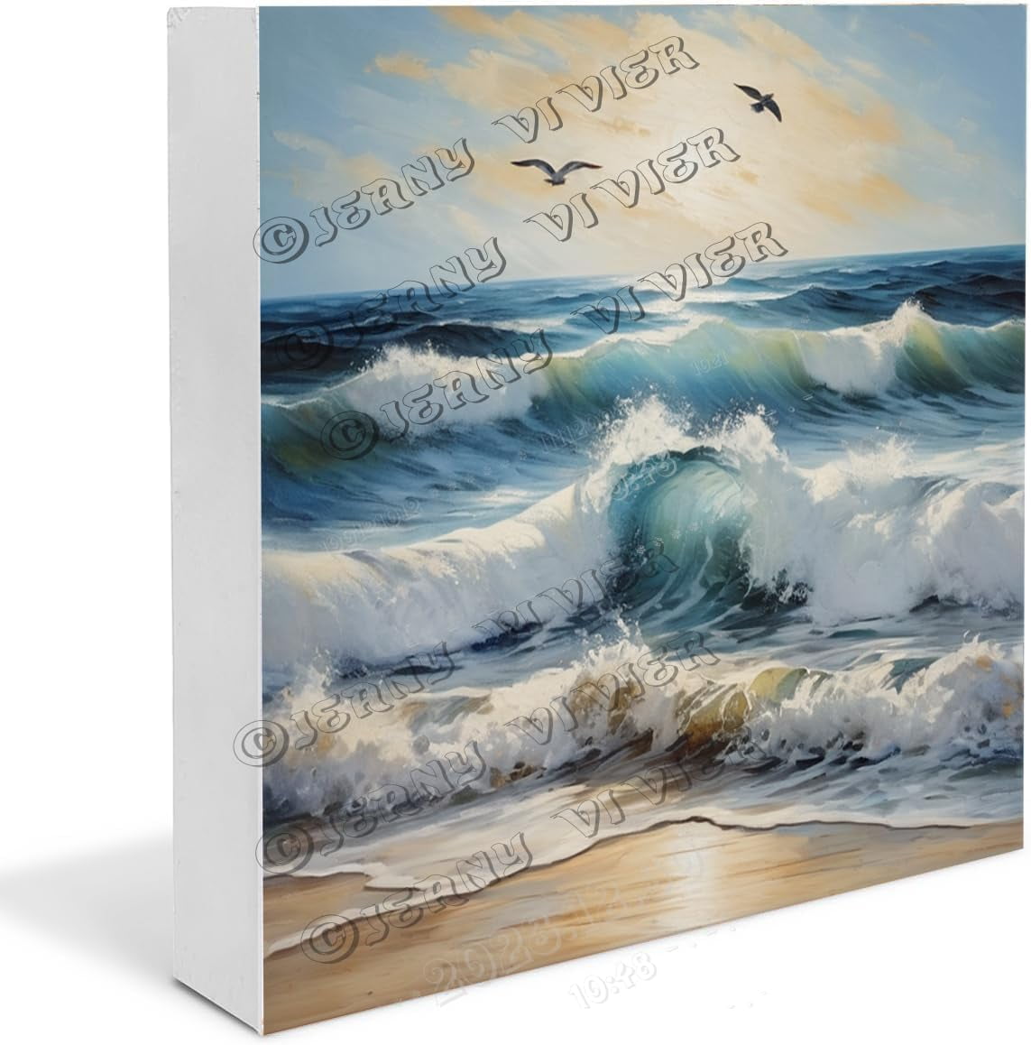 Blue Ocean Waves Seagulls Wooden Box Sign Gifts for Kids Funny Coastal ...