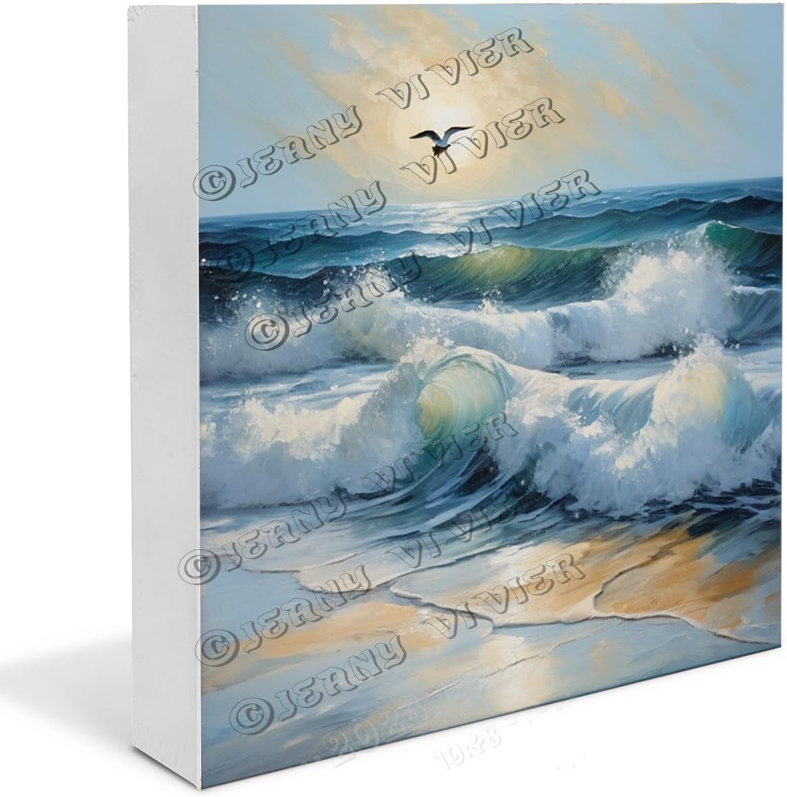 Blue Ocean Waves Seagulls Wooden Box Sign Gifts for Kids Funny Ocean ...