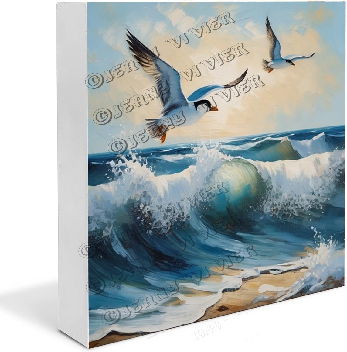 Blue Ocean Waves Seagulls Wooden Box Sign Rustic Summer Sign for Party ...