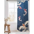 Blue Ocean Waves Sheer Curtains 108 Inch Long 1 Panel Japanese Style ...