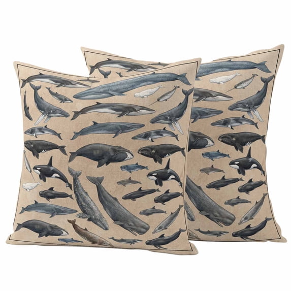 Blue Ocean Whales Outdoor Pillow Covers 16"x16" Set of 2,Waterproof ...