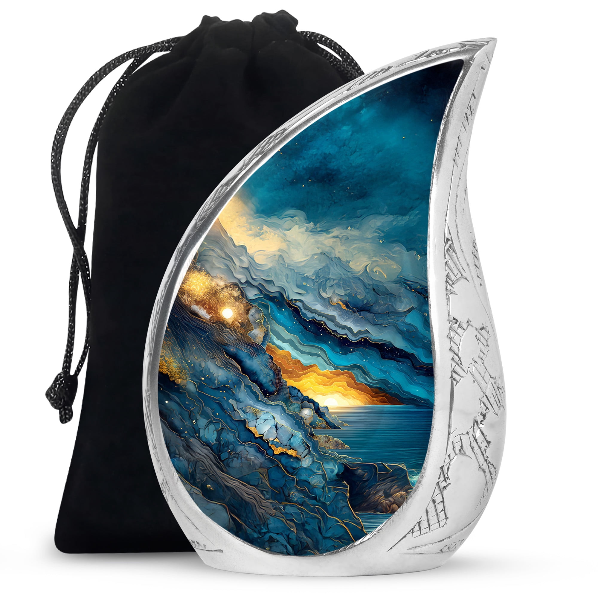 Blue Ocean Whirl Burial Urns For Human Ashes Adult Female - Urn For ...