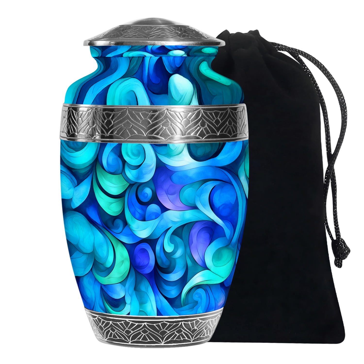 Blue Ocean Whispers Large Cremation Urns For Human Ashes Adult Female ...