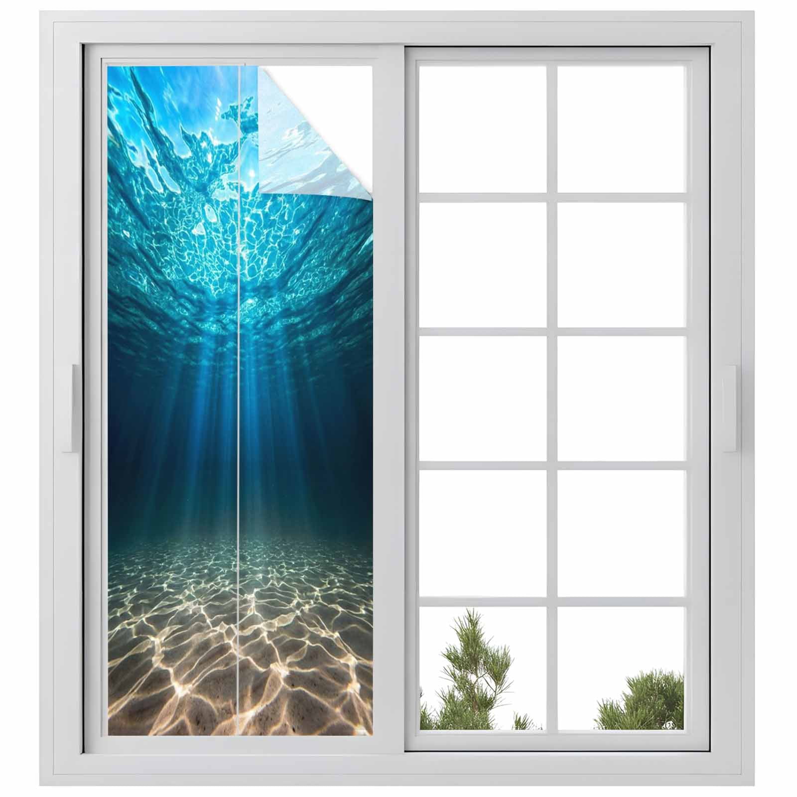Blue Ocean Window Privacy Film, Underwater World Clear Water Ripple ...