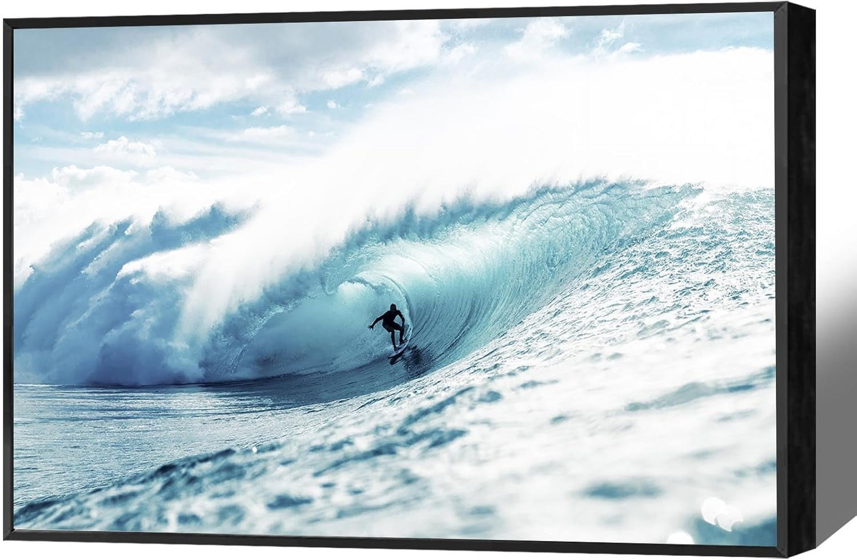 Blue Ocean surfing Posters A Man Surfing In The Tropical Summer Beach ...