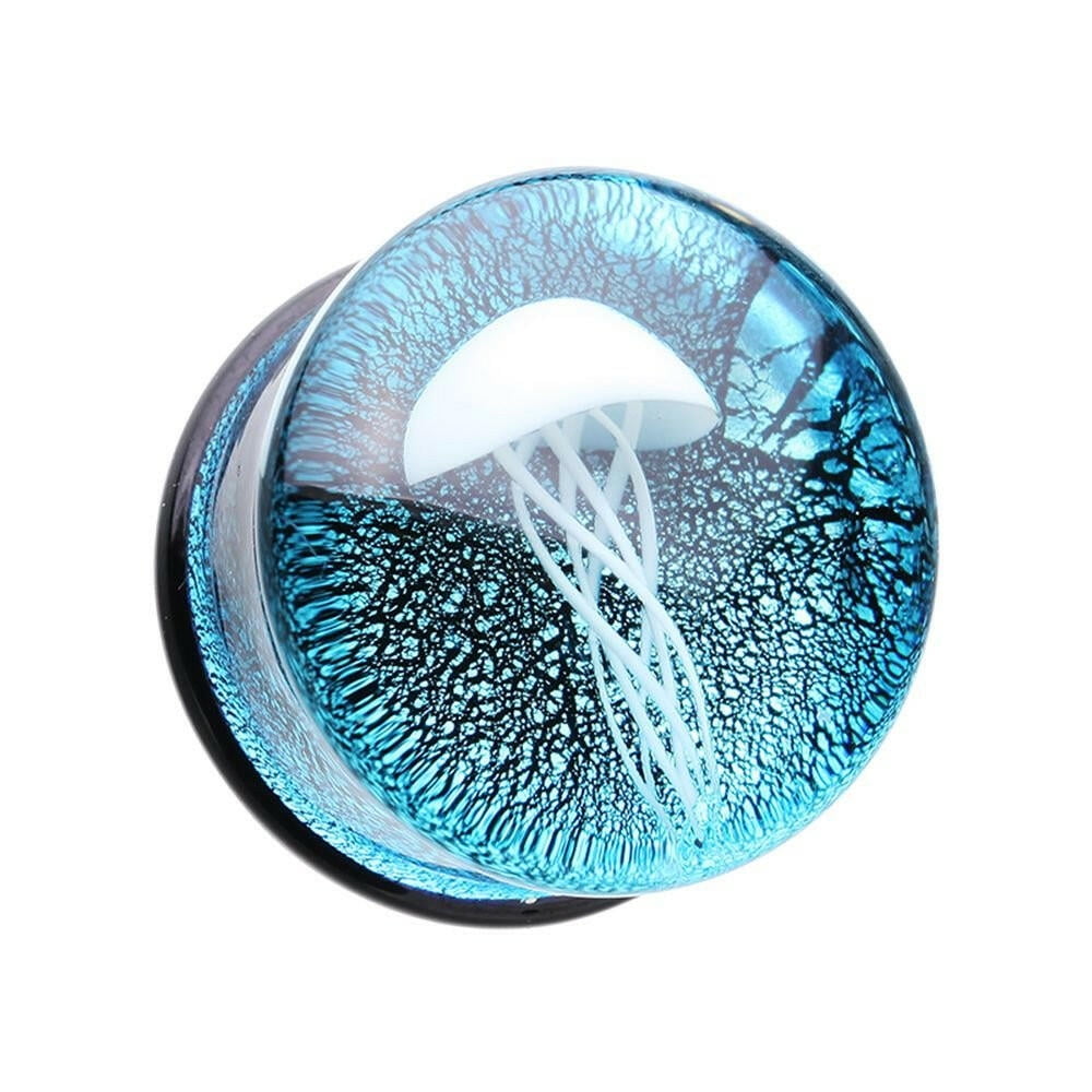 Blue Oceanic Jellyfish Glass Double Flared Plug Earrings - Walmart.com